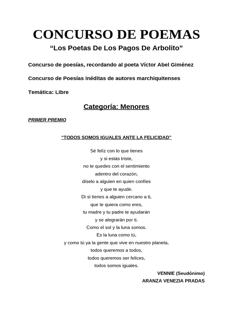 Poesías - Concurso de Pomeas | PDF