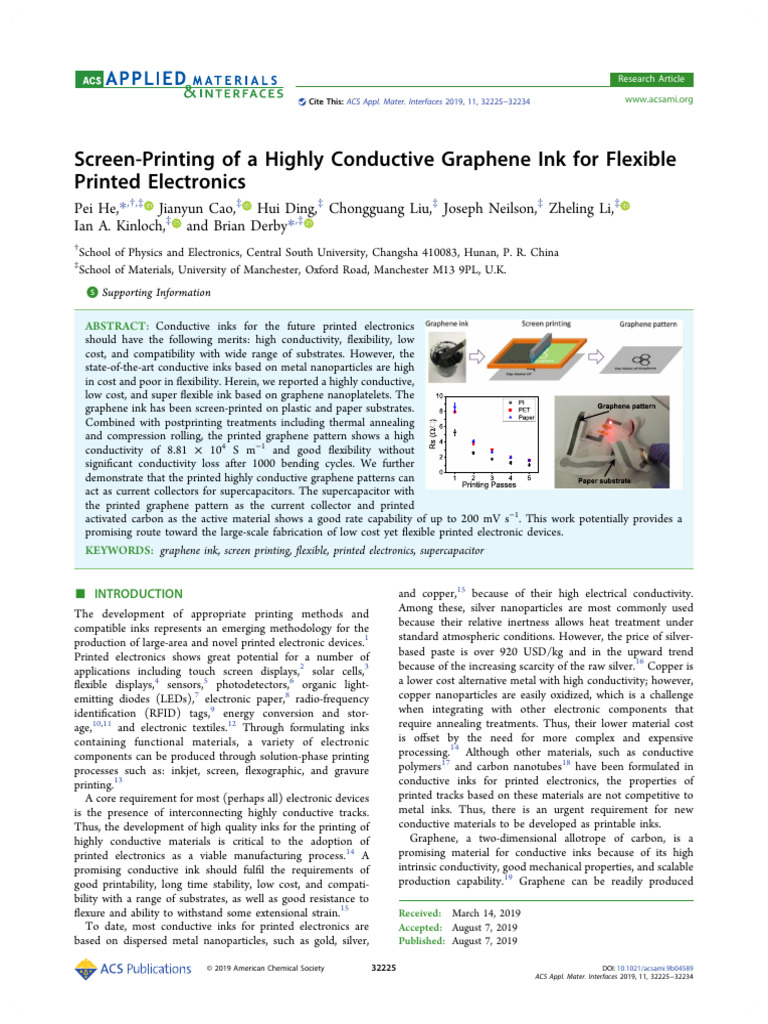He Et Al 2019 Screen Printing of A Highly Conductive Graphene Ink For ...