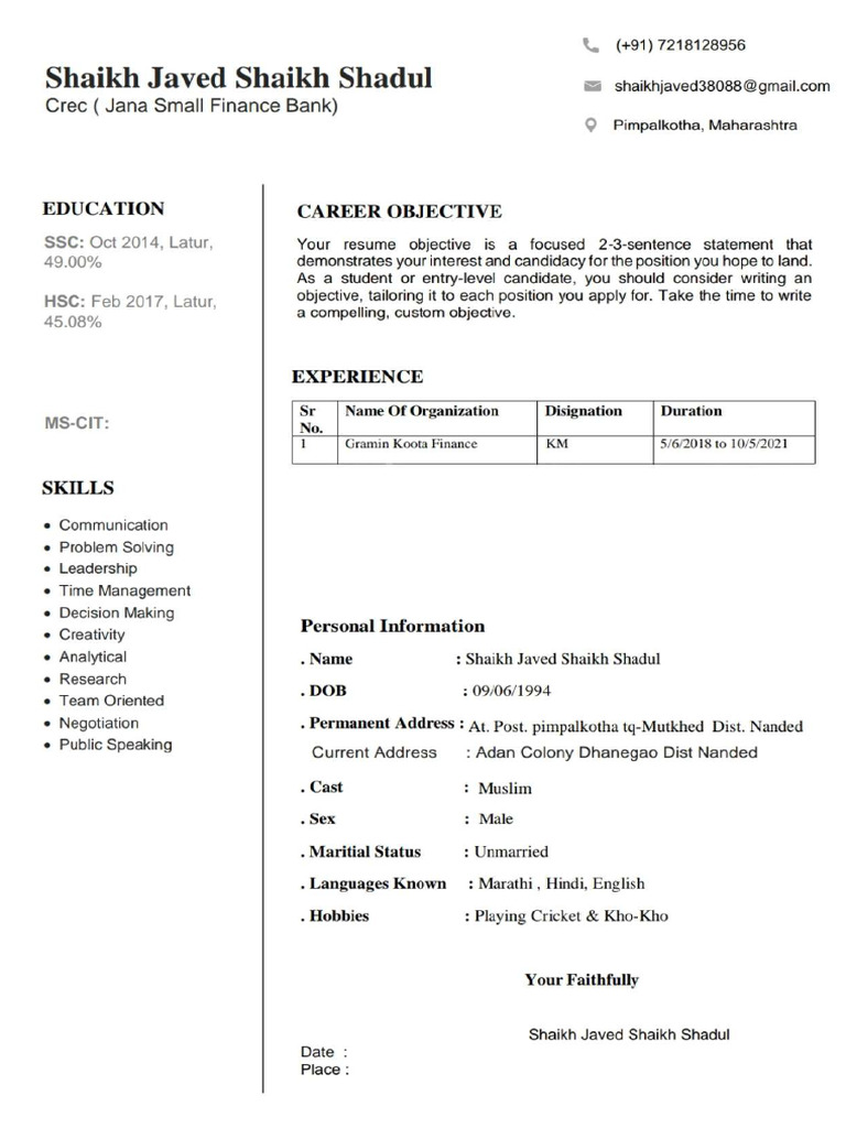Javed Resume New | PDF