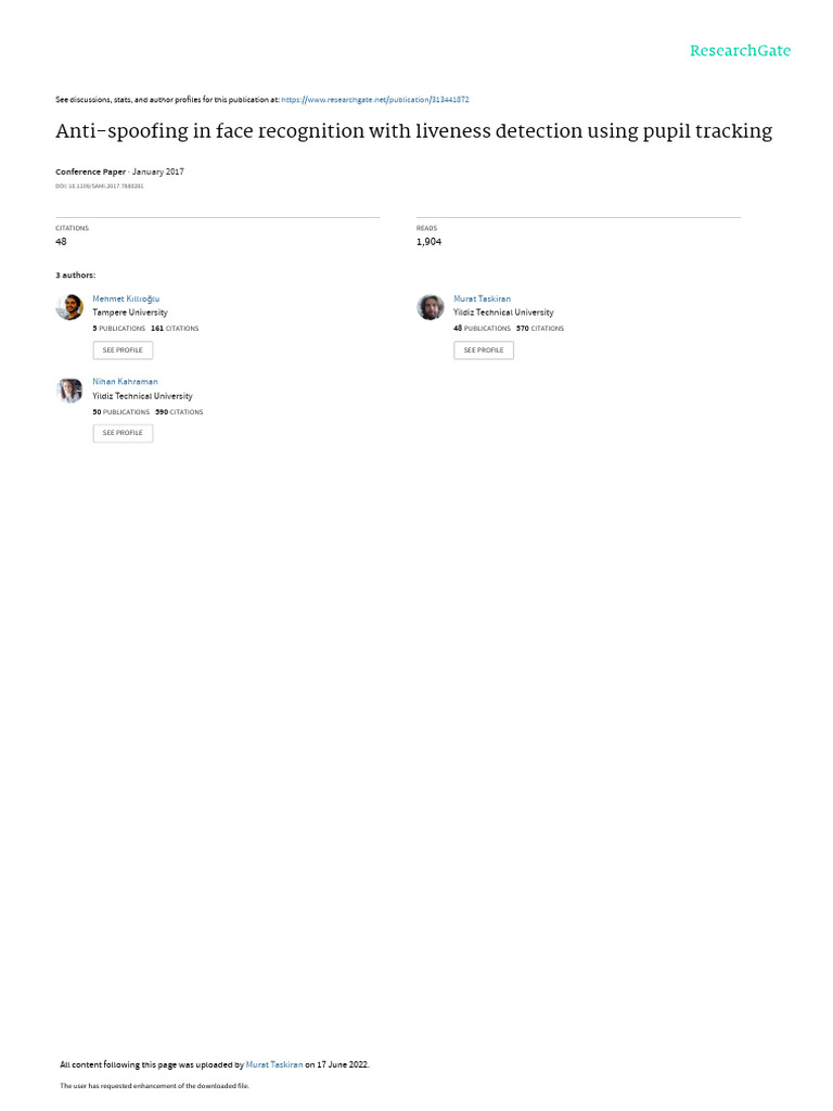 Anti-Spoofing in Face Recognition With Liveness Detection Using Pupil ...