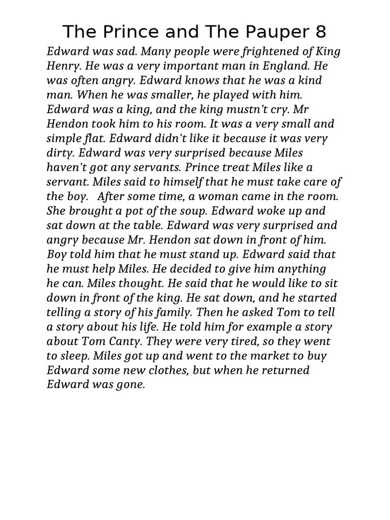 Edward's Journey in The Prince and The Pauper | PDF