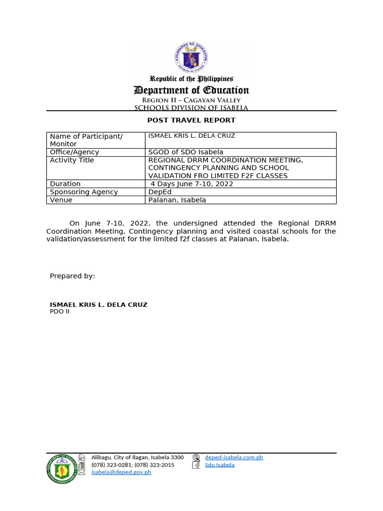 8 Post Travel Report Elmo 1 | PDF