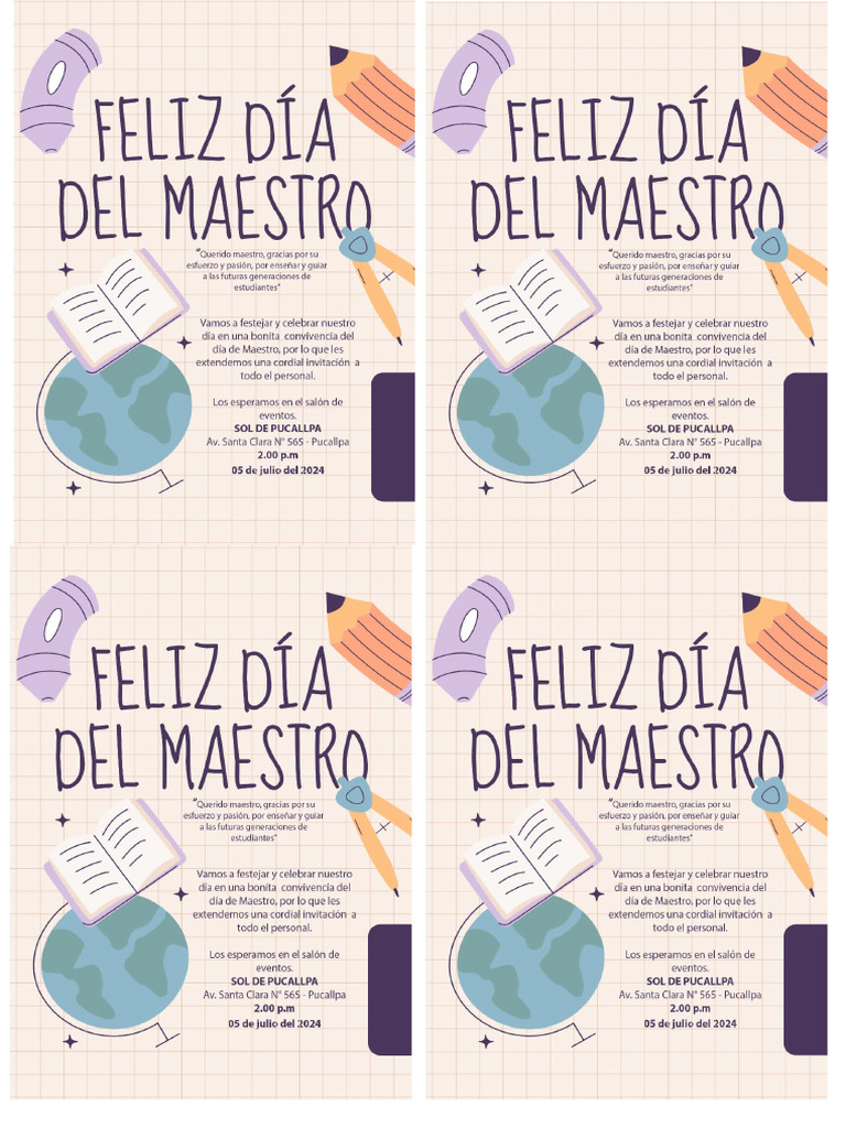 Tarjeta Dia Del Maestro Pdf
