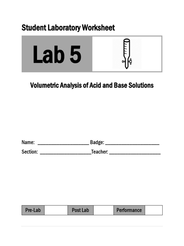 Lab 05 Acid-Base Titration Worksheet | PDF | Titration | Chemistry