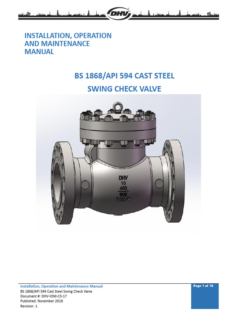 IOM DHV Swing Check Valve | PDF | Valve | Screw