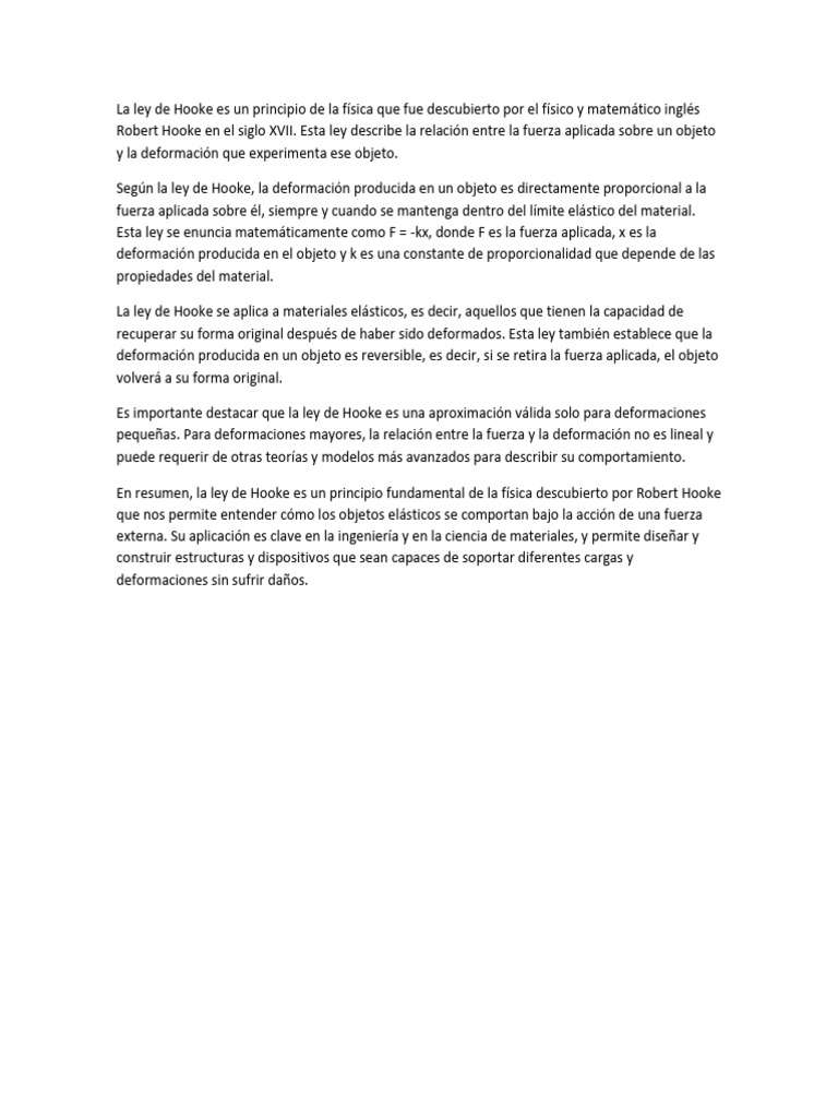 La Ley de Hooke Es Un Principio de La Física Que Fue Descubierto Por El ...