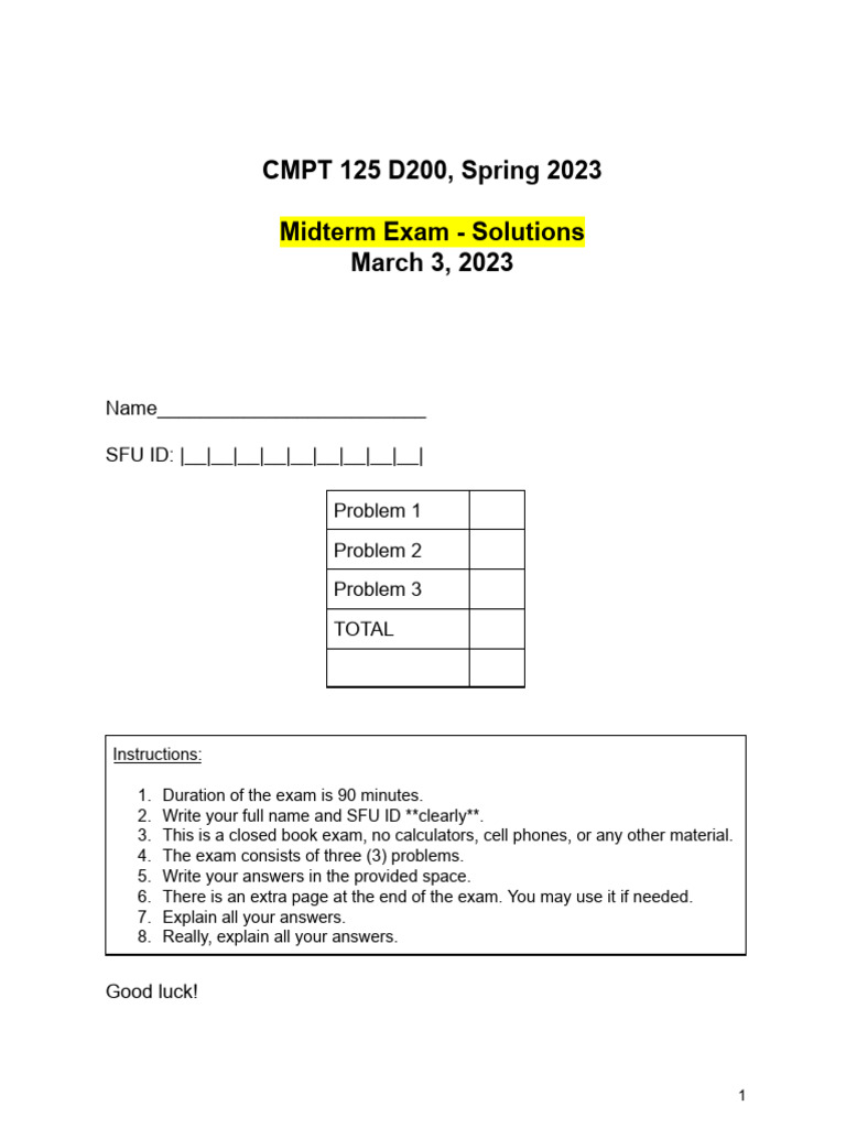 Midterm d200 Sol Spring2023 | PDF | Computer Data | Computer Programming