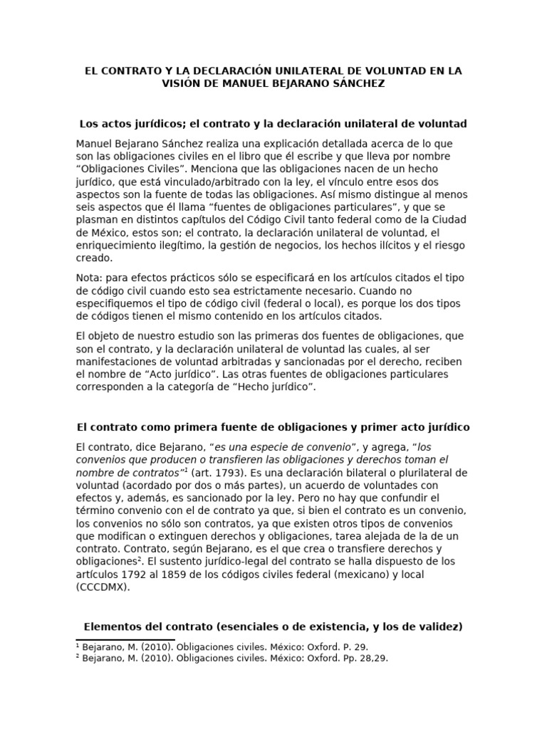 Contrato y Voluntad en Obligaciones Civiles | PDF | Derecho privado ...