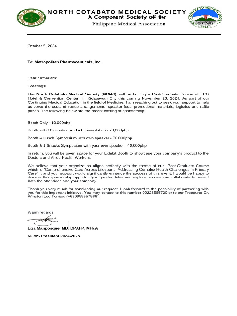 Solicitation Letter For Post-Grad.2024 | PDF