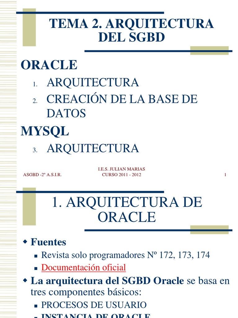Tema 2.arquitectura Del SGBD | PDF | SQL | Archivo de computadora