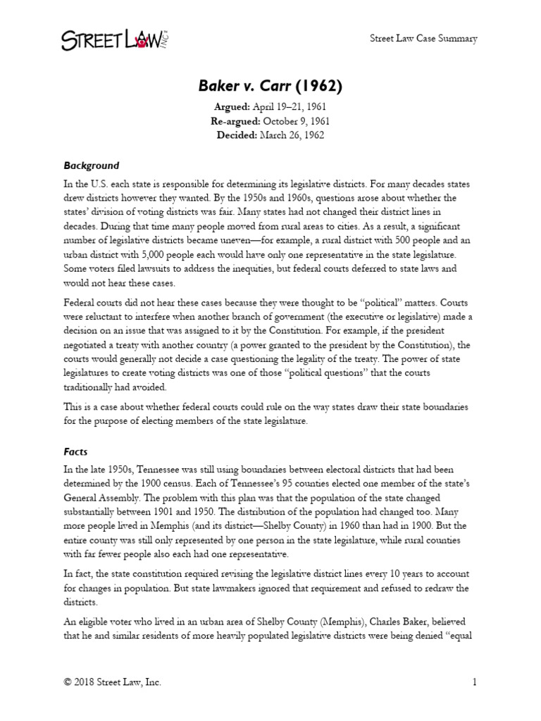 baker_v_carr_final | PDF | Baker V. Carr | Equal Protection Clause