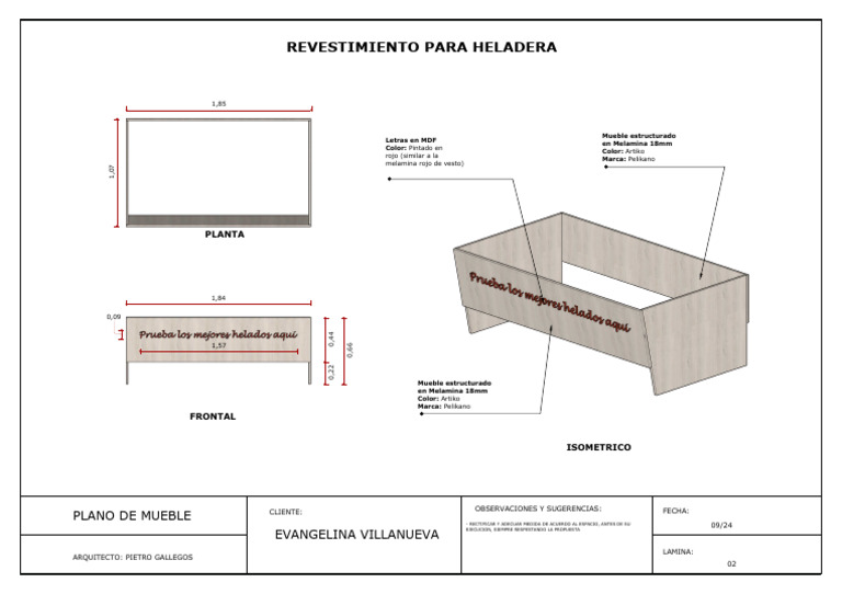 Revestimiento Heladera: Medidas y Sugerencias | PDF
