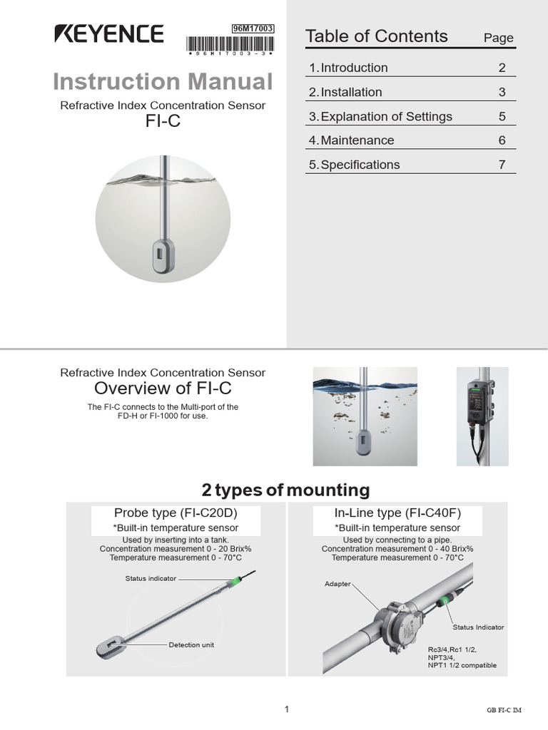 Instruction Manual: 2 Types of Mounting | PDF | Sensor