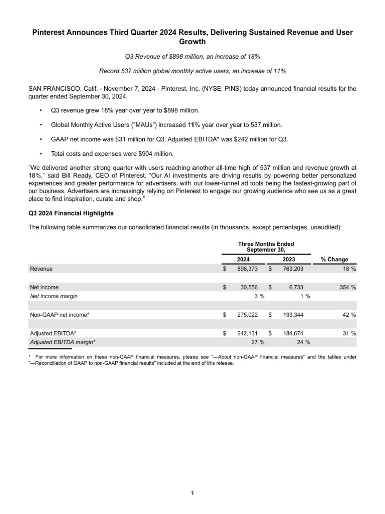 Q324 PressRelease | PDF | Expense | Equity (Finance)