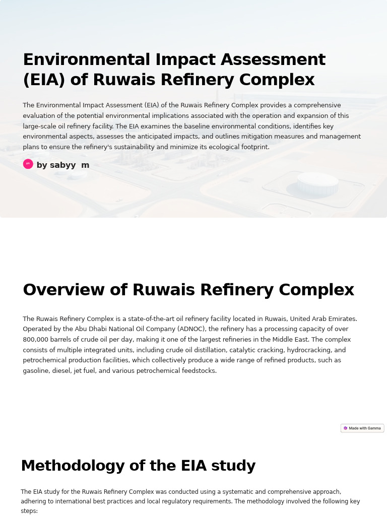 Environmental Impact Assessment EIA of Ruwais Refinery Complex | PDF ...