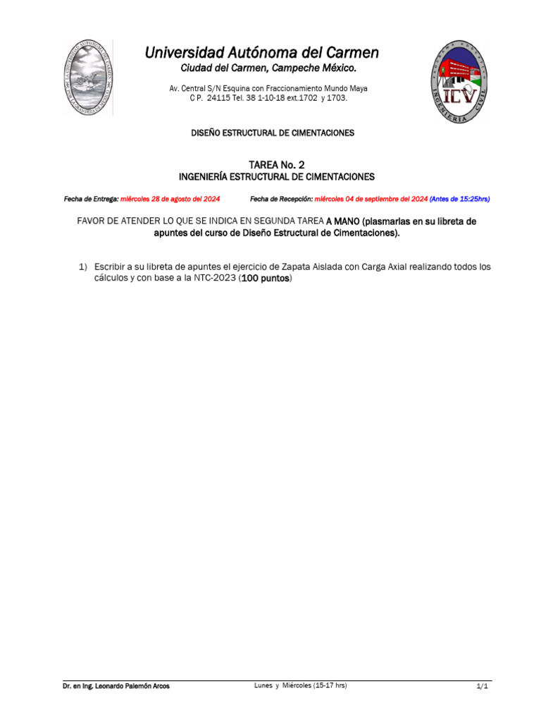 Tarea DOS Diseño Estructural Cimentaciones | PDF