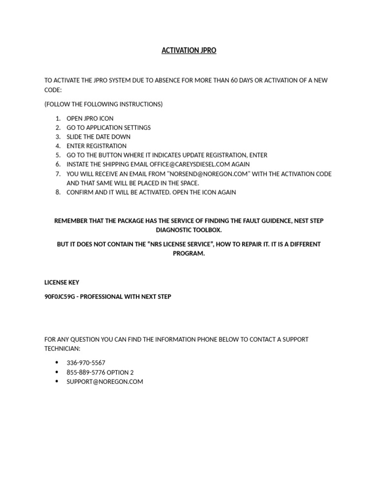 Activation Jpro | PDF