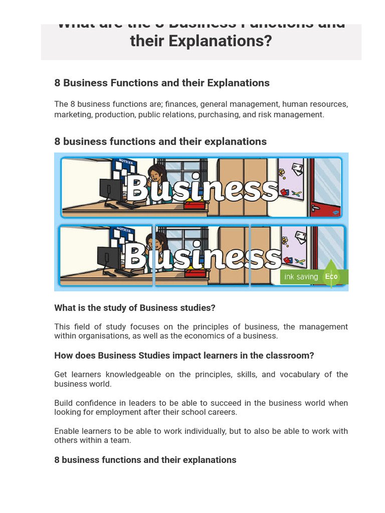 8 Key Business Functions Explained | PDF | Risk | Brand