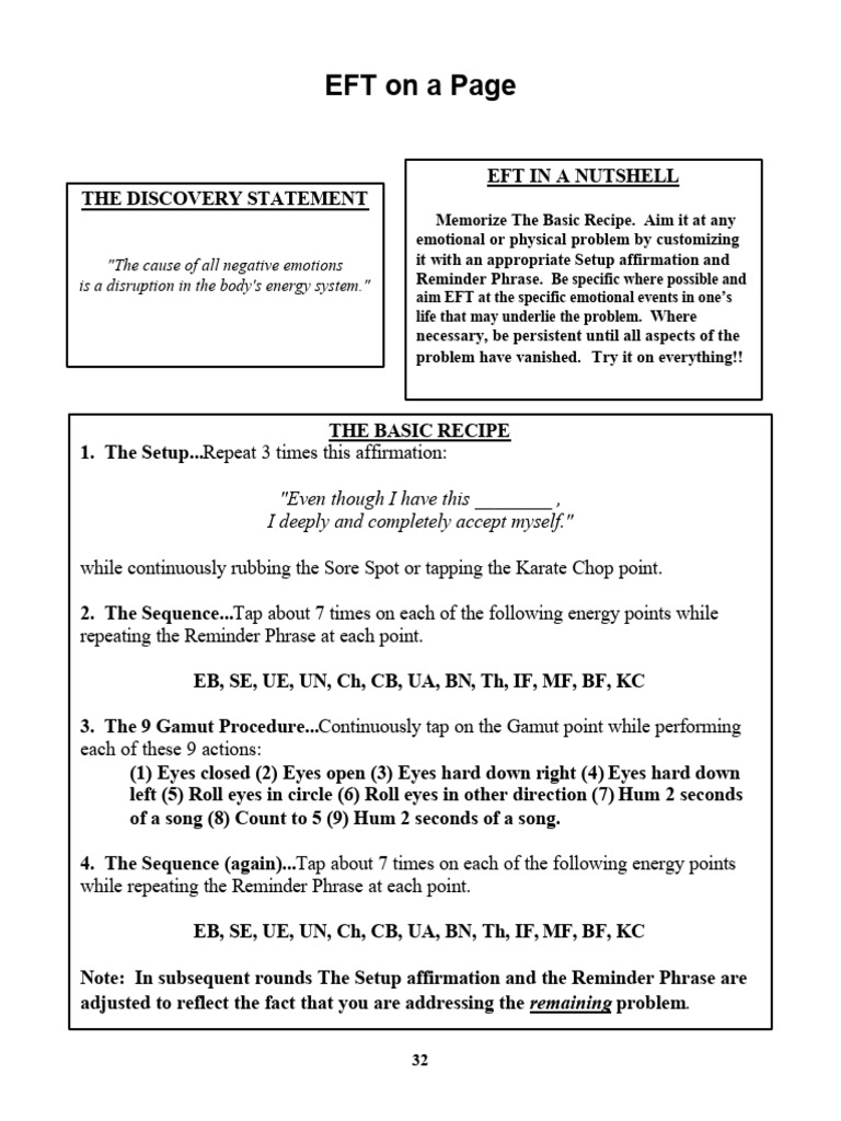 EFT On A Page | PDF | Wellness