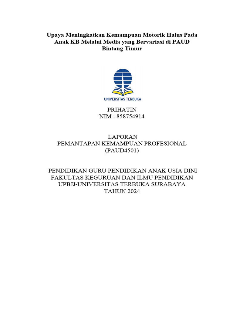 Laporan PKP PGPAUD | PDF