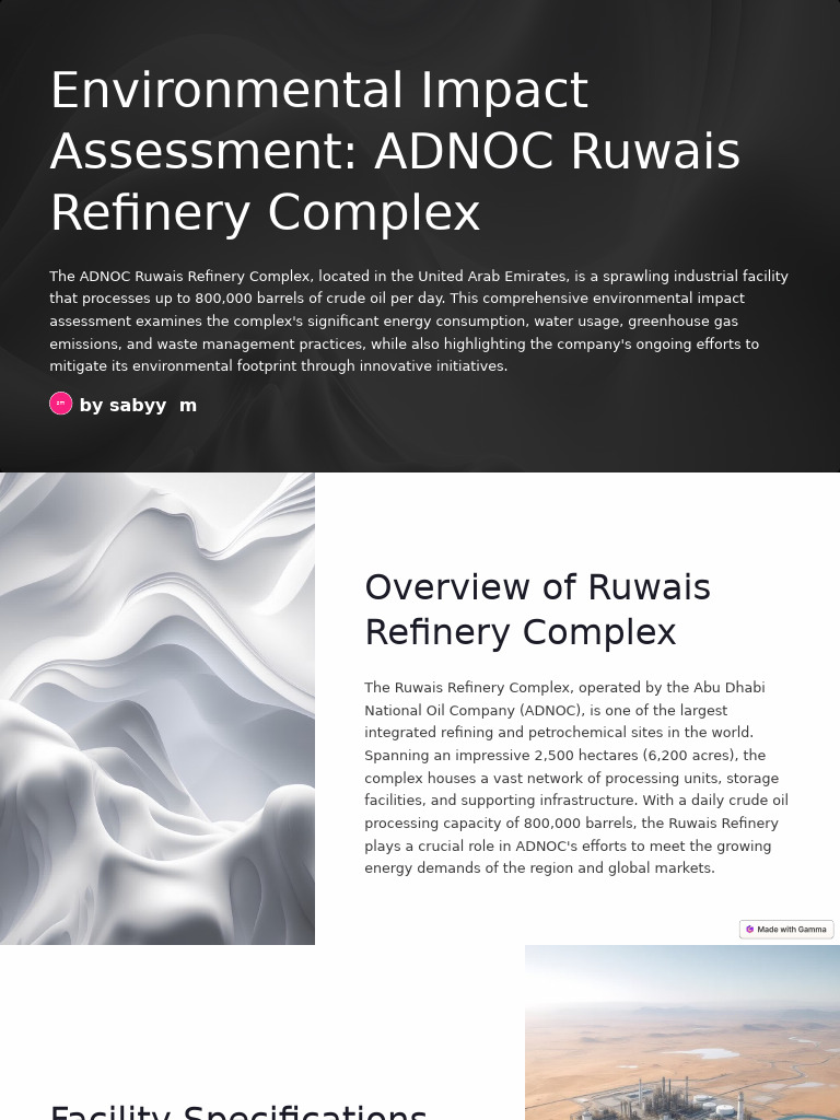 Environmental Impact Assessment ADNOC Ruwais Refinery Complex | PDF ...