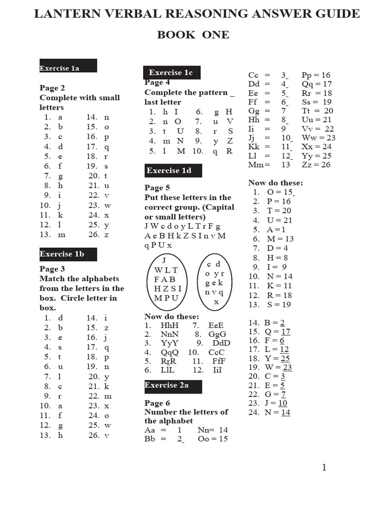 Verbal Reasoning Answer Guide (1-6) | PDF