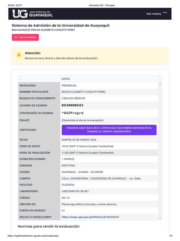 Admisión UG - Principal | PDF | Informática