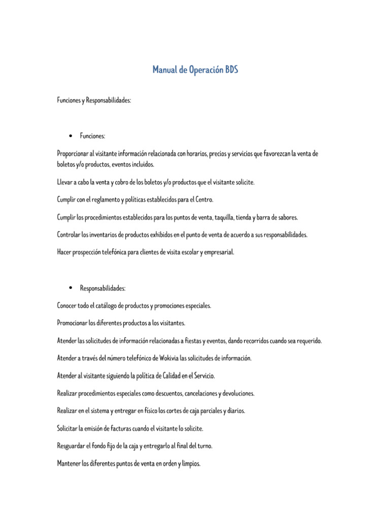 Manual de Operación BDS | PDF