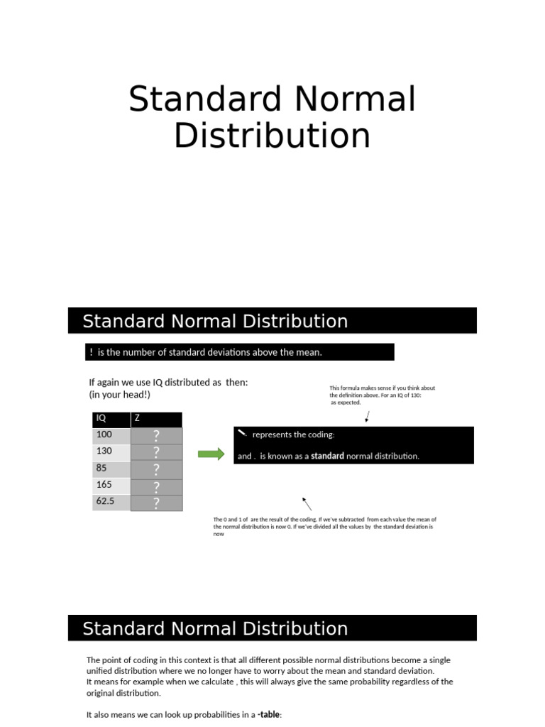 4- Standard Normal Distribution | PDF | Normal Distribution | Standard Deviation