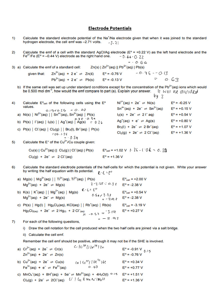 Electrode Potentials CS | PDF | Science & Mathematics