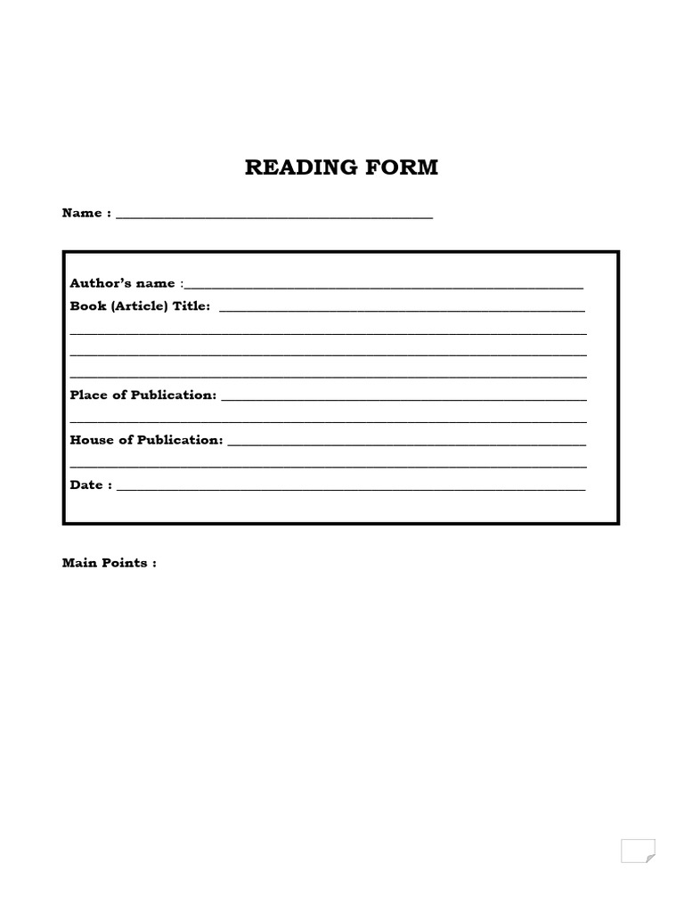 READING FORM Master | PDF | Language Arts & Discipline
