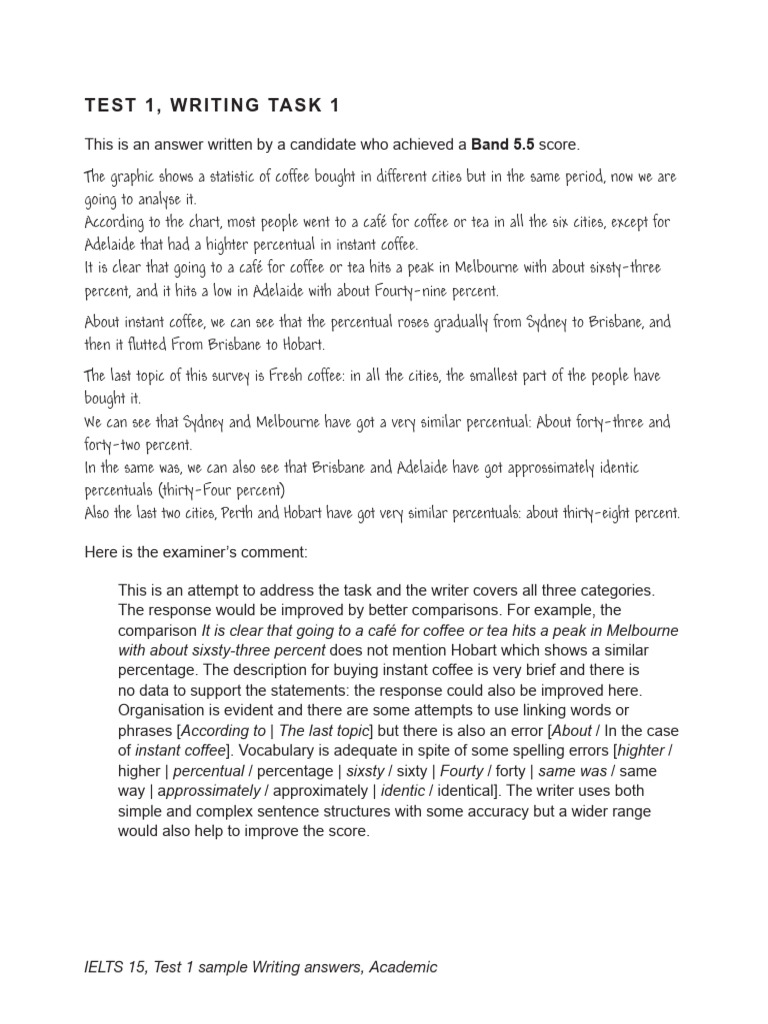 IELTS 15 AC, Test 1, Task 1 (Band 5.5) | PDF | Career & Growth ...