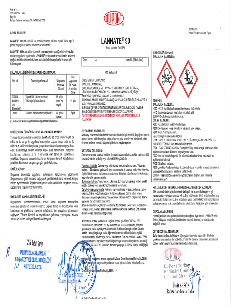Onayli Etiket LANNATE 90 | PDF