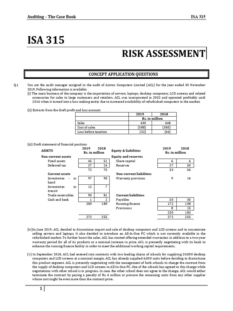 ISA 315 Q. A (Formatted) | PDF | Expense | Taxes