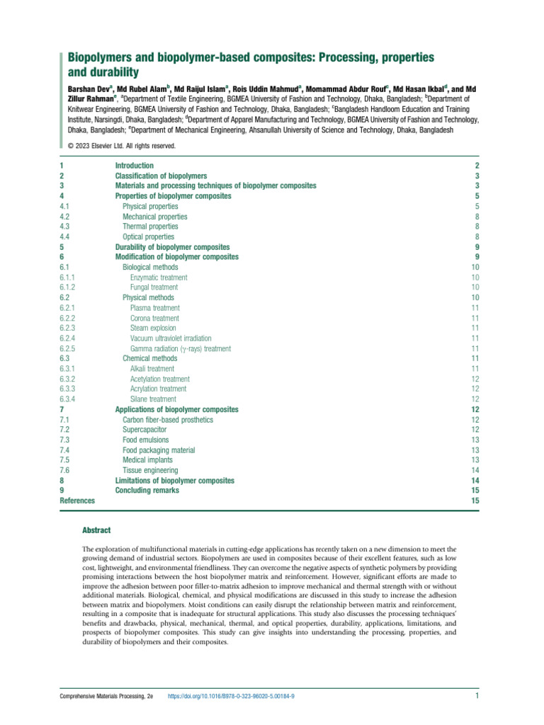 Biopolymer Composites Insights | PDF | Biopolymer | Composite Material