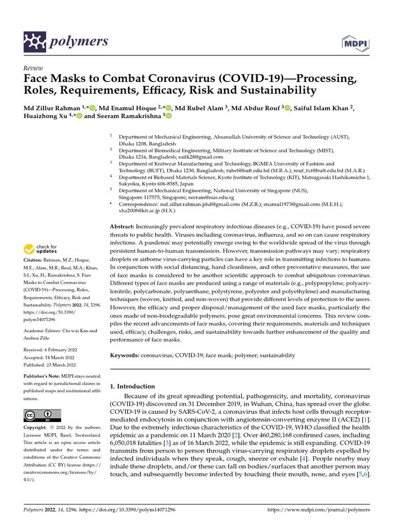 Face Masks To Combat Coronavirus (COVID-19) | PDF | Randomized ...