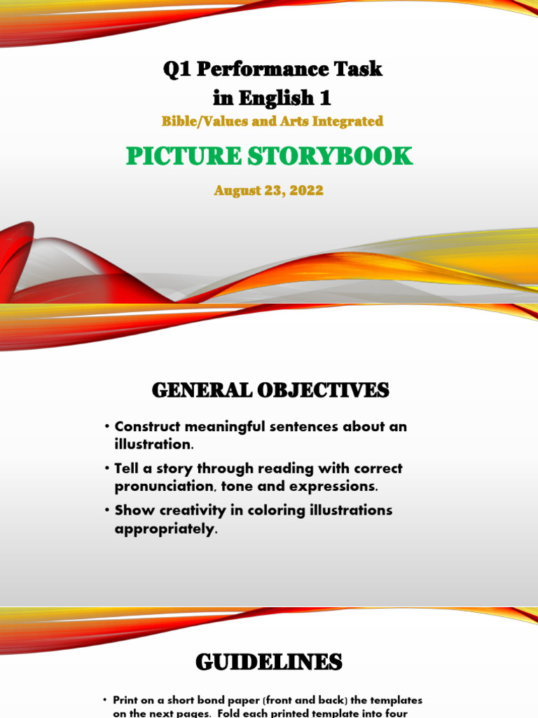 Q1 Eng1 Guidelines For The Peta Picture Storybook | PDF