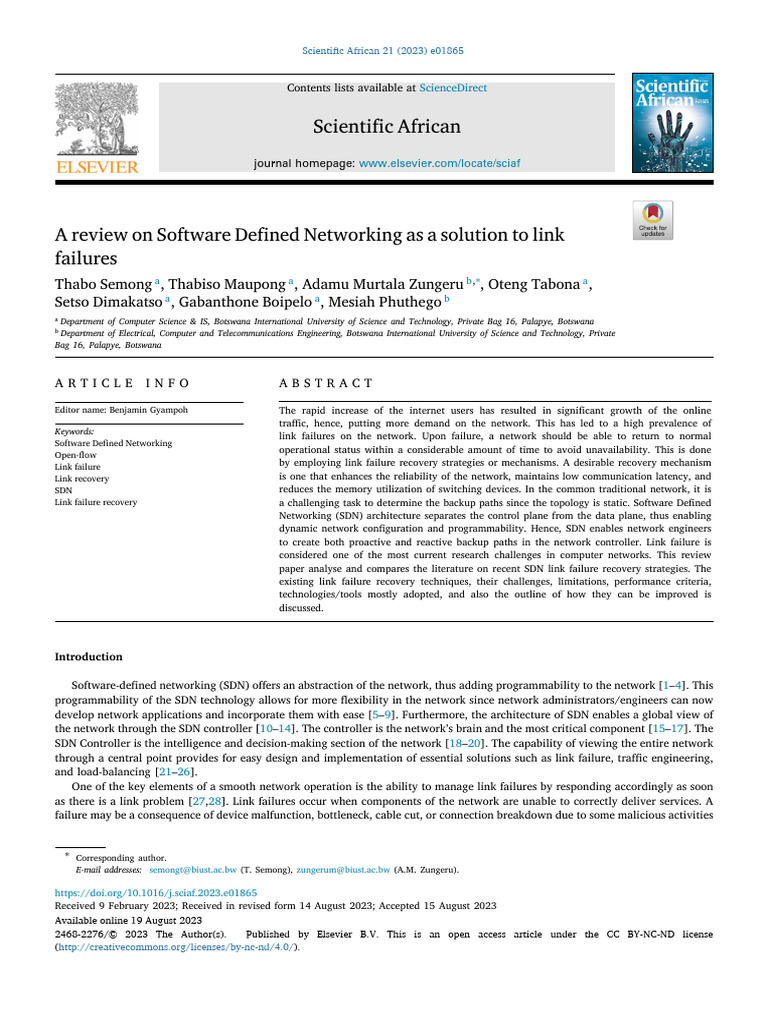 A Review On Software Defined Networking As A Solution To Link Failures | PDF | Computer Network ...