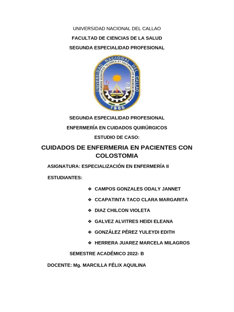Estudio de Caso - Colostomia-Grupo5 | PDF | Enfermería