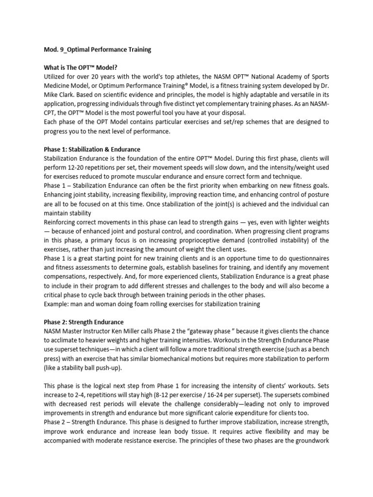 Optimal Performance Training | PDF | Strength Training | Muscle Hypertrophy