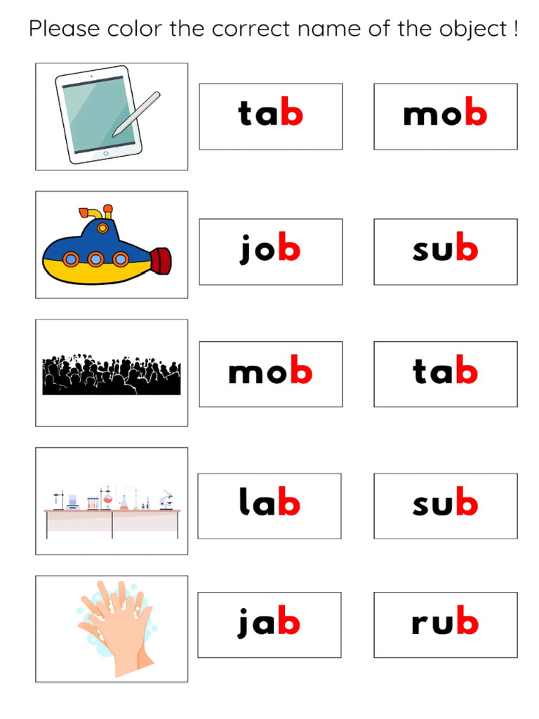 Worksheet Ending Sound - B | PDF