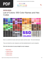 550 Color Names and Hex Codes | PDF | Artistic Techniques | Color