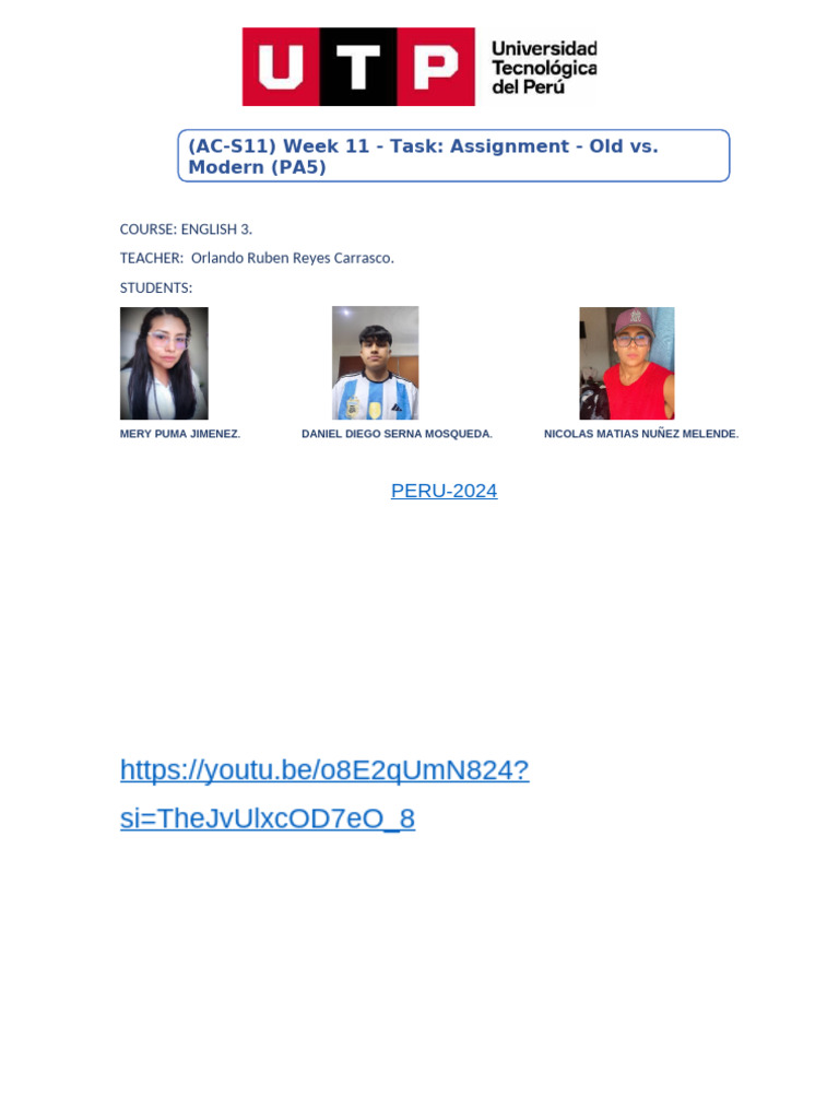 English 3: Old vs. Modern Assignment | PDF