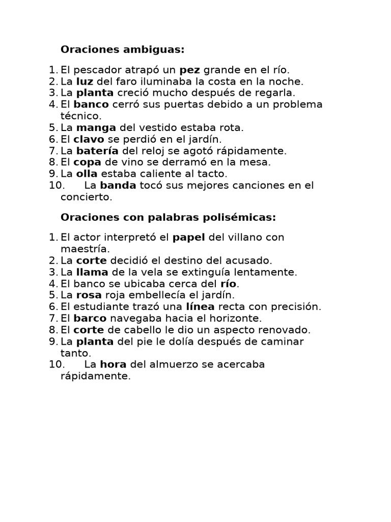 Oraciones Ambiguas y Polisemicas | PDF | Ciencias sociales