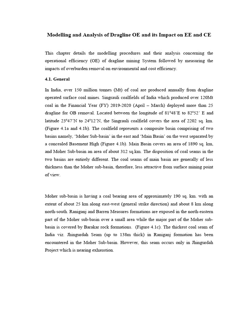 Dragline Simulation Report - 2020 - DCH Project | PDF | Coal Mining | Mining