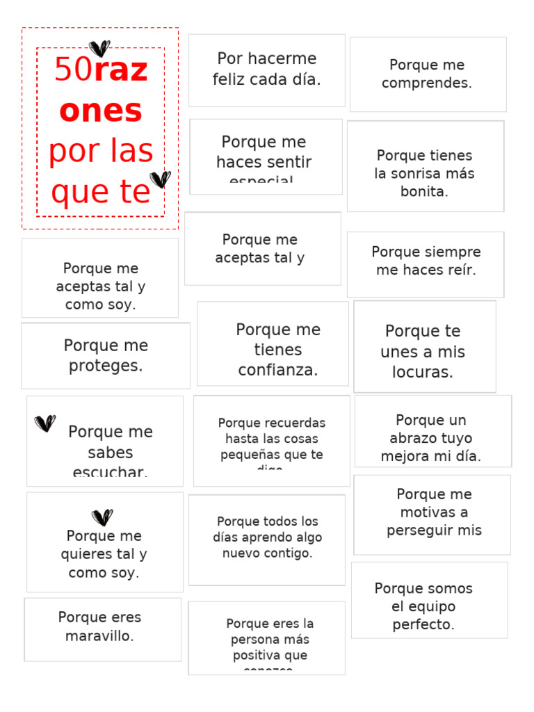 50 Razones para Amar a Alguien Especial | PDF