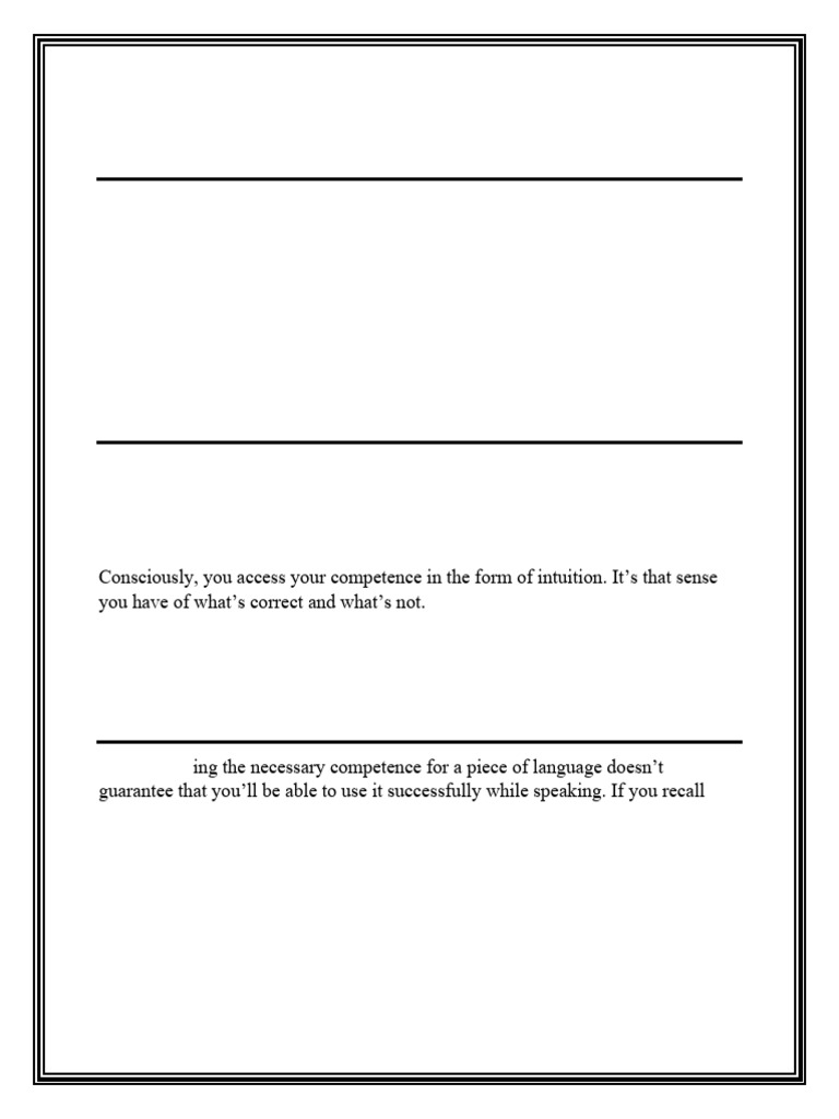 Competence Vs Performance | PDF | Language Acquisition | Linguistics