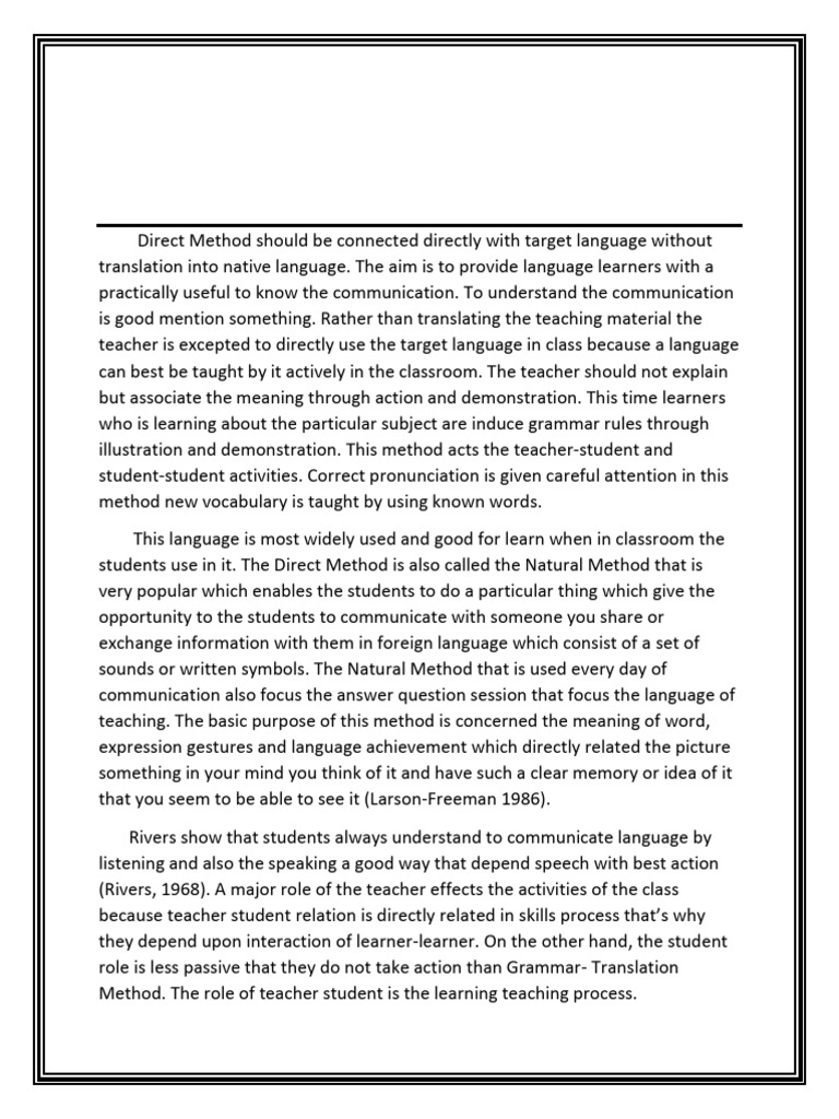 The Direct Method | PDF | Second Language | Teachers