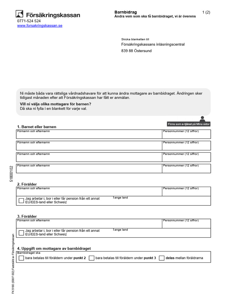 5180 Barnbidrag Andra Vem Som Ska Fa Barnbidraget Vi Ar Overens | PDF
