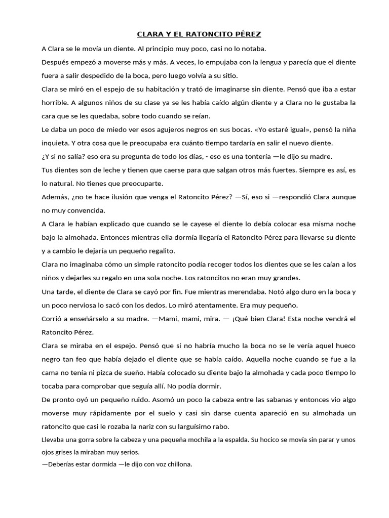 Clara y El Ratoncito Pérez | PDF | Novela negra, policíaca y suspenso ...
